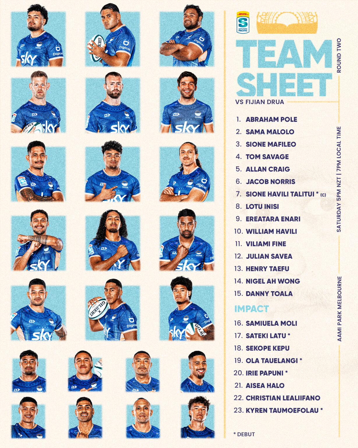 Sione Havili Talitui to lead Moana Pasifika in Super Round – Moana Pasifika